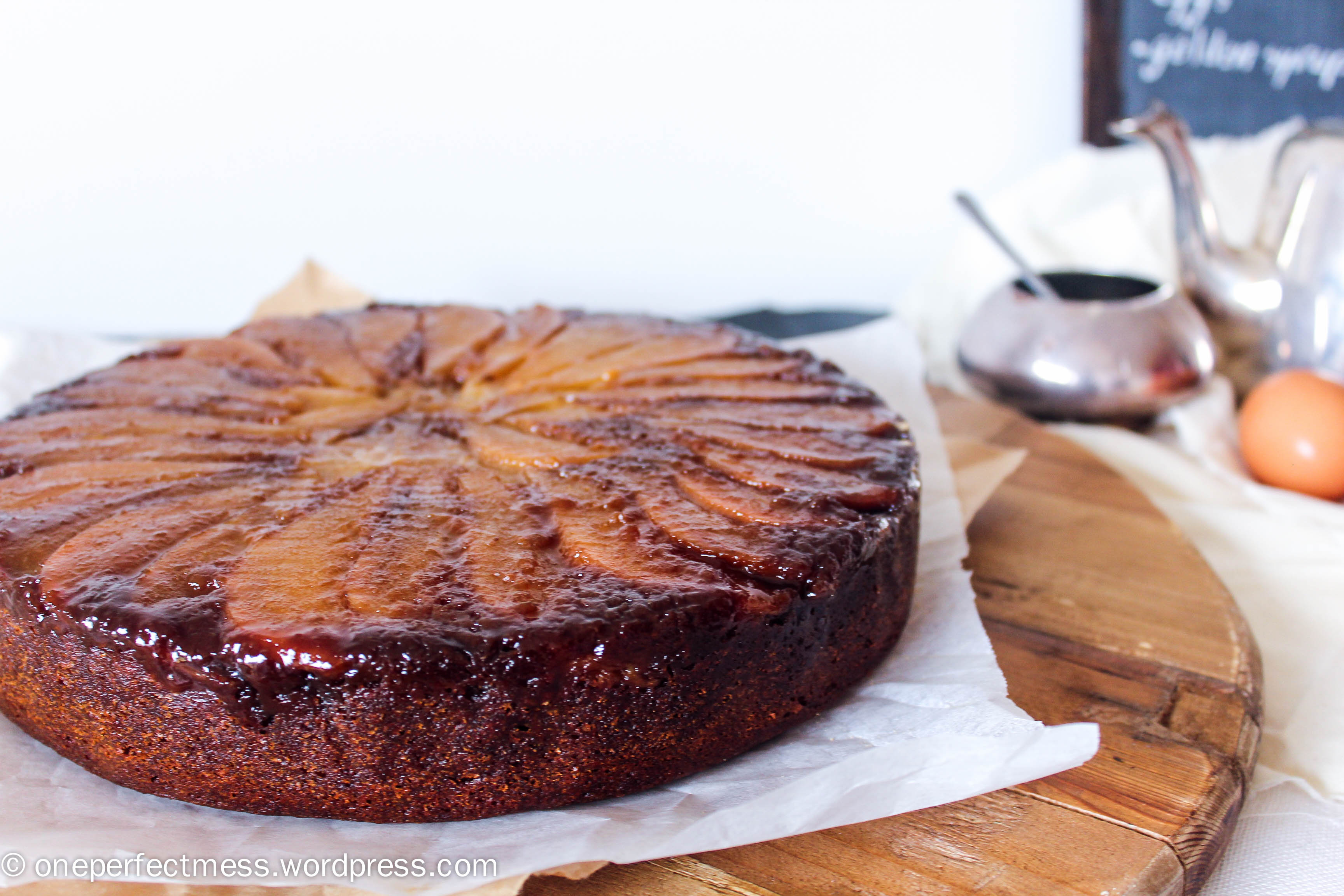 Caramelised Pear and Ginger Upside Down Cake | one perfect mess