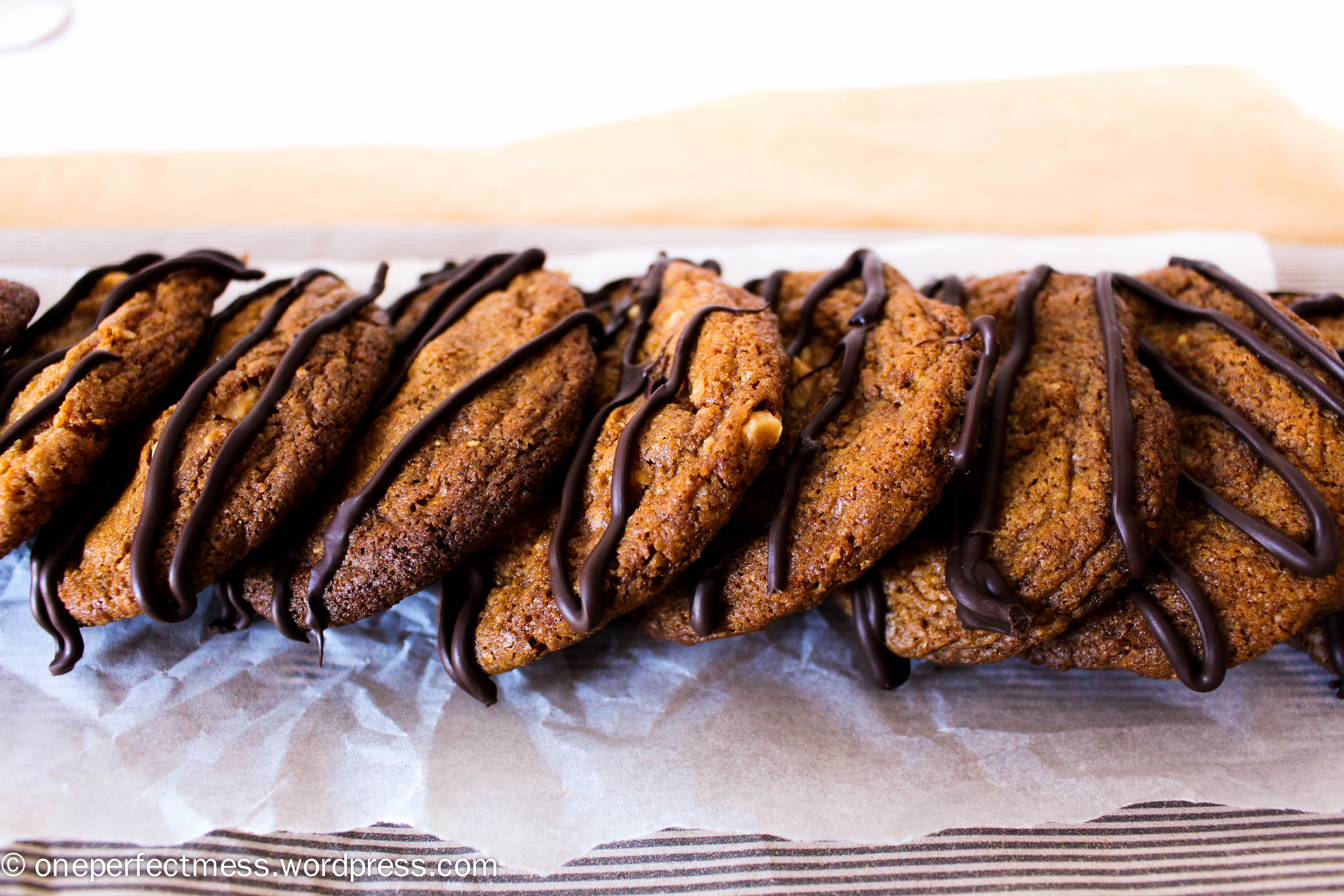 Salted Peanut Brittle Cookies with a Dark Chocolate Drizzle | one ...
